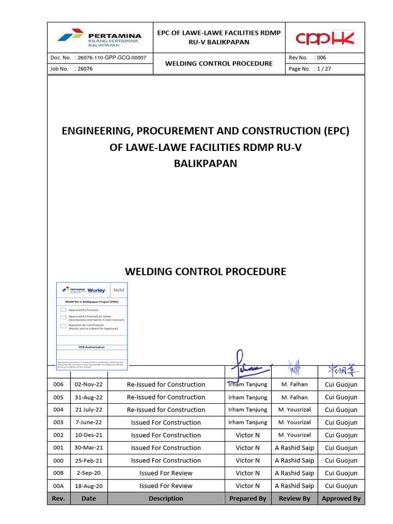26076-110-GPP-GCQ-00007_006_Welding Control Procedure | PDF | Welding ...