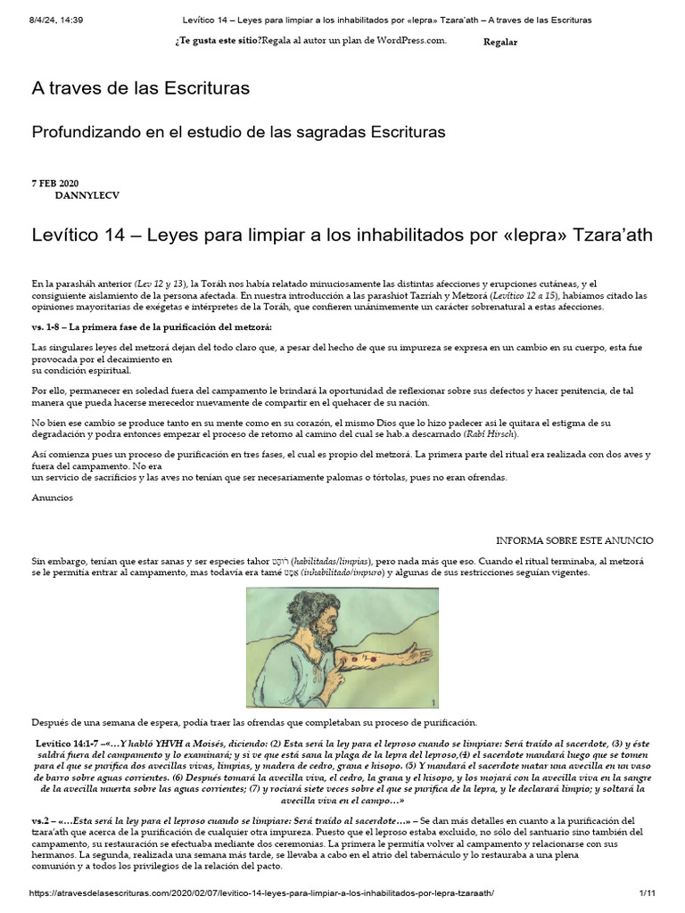 Purificación de Lepra en Levítico 14 | PDF | Sacrificio | Libro de levítico