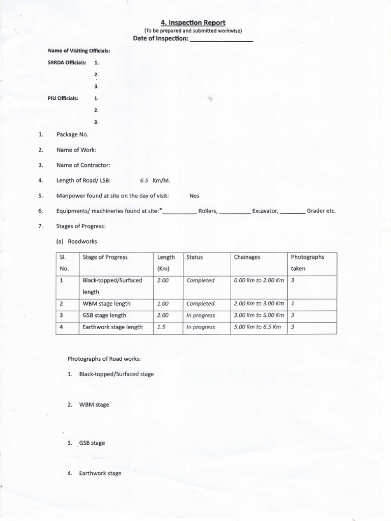 Road & Bridge Inspection Report | PDF | Transport Buildings And ...
