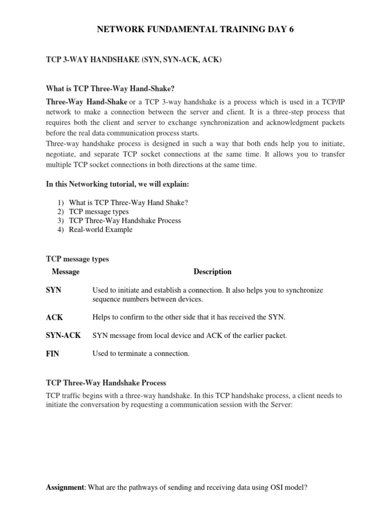 TCP 3-Way Handshake Explained | PDF | Transmission Control Protocol ...