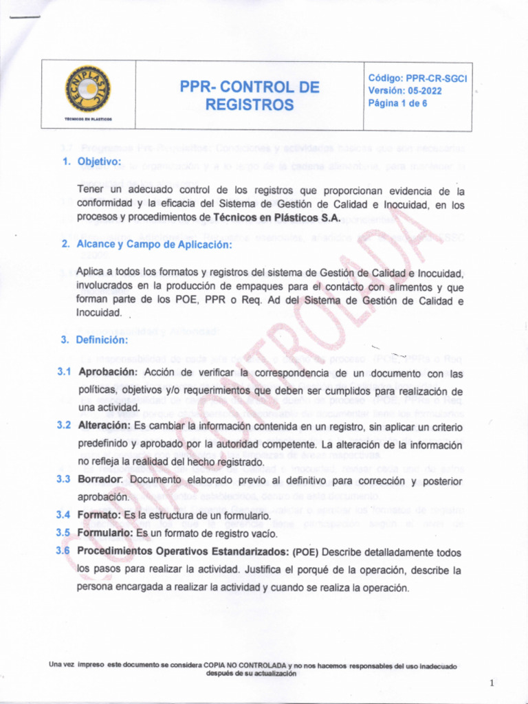 Ppr-Control de Registros Vr. 5-2022 | PDF | Informática | Inteligencia ...
