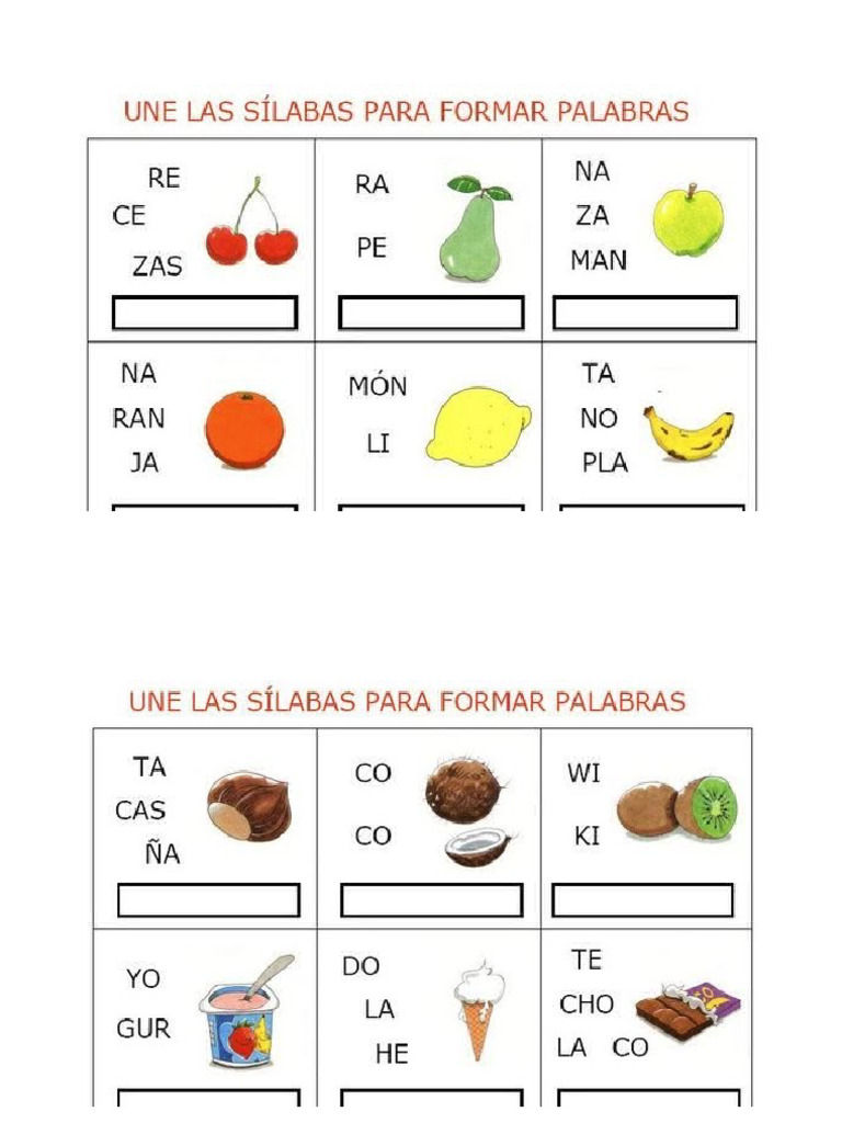 une sílabas para formar palabras | PDF