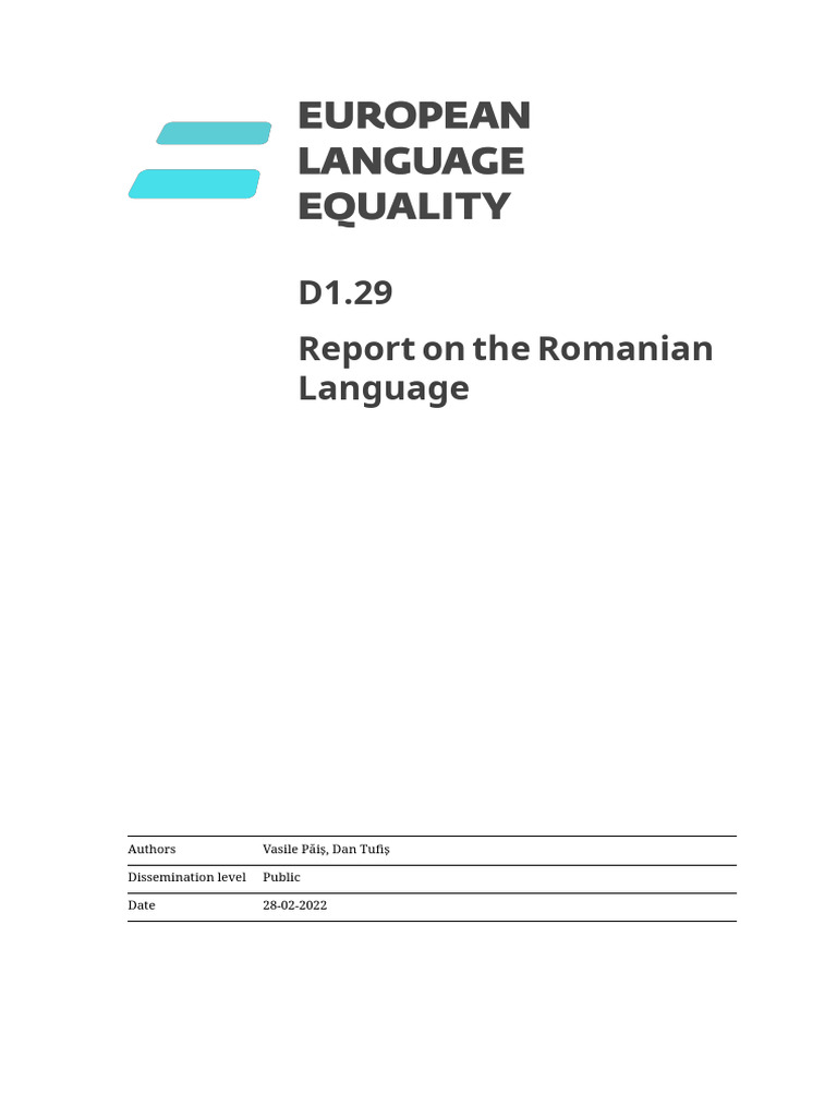 Romanian Language Technology Report | PDF | Linguistics | Human ...