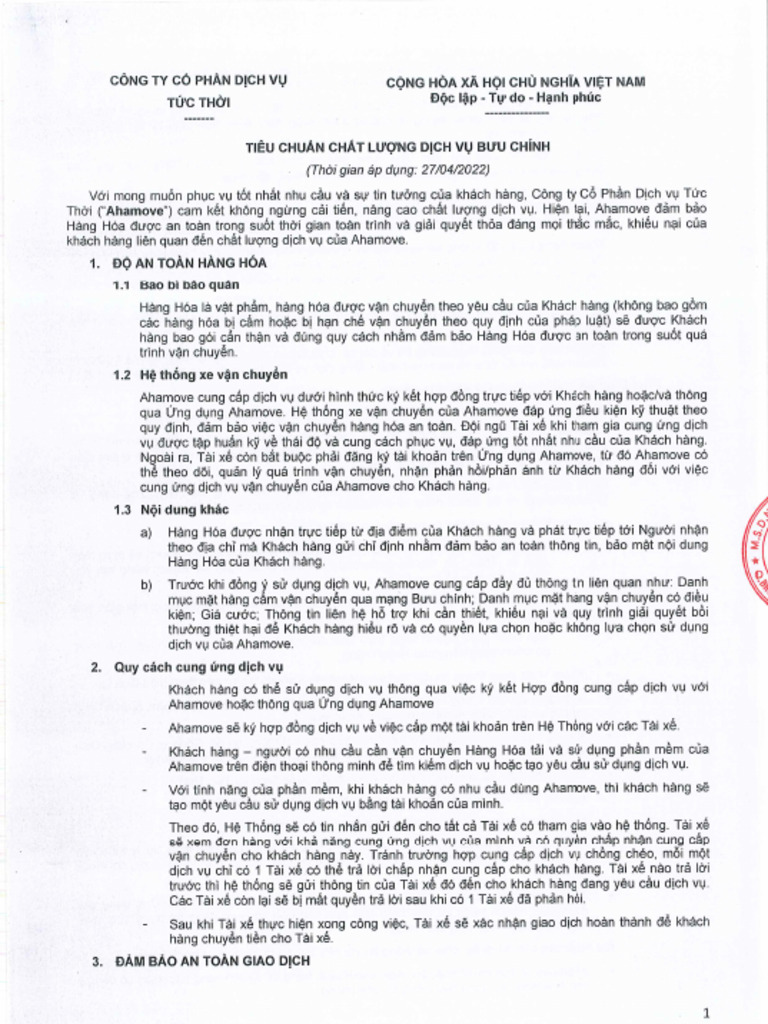 Aha - Tieu Chuan Chat Luong Dich Vu Buu Chinh | PDF