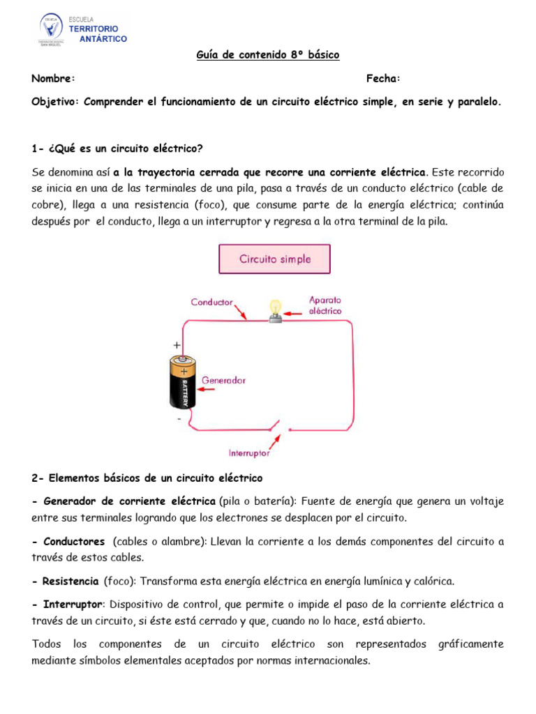 Circuitos Eléctricos: Guía 8° Básico | PDF | Ingenieria Eléctrica | Red ...