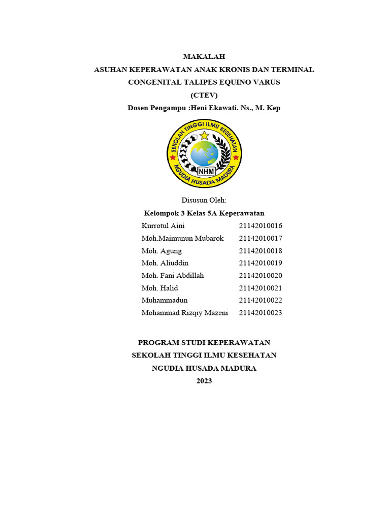 Asuhan Keperawatan CTEV pada Anak | PDF