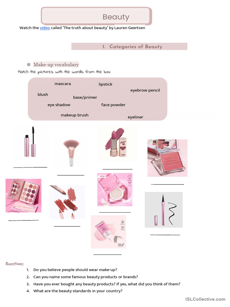Beauty and Makeup Vocabulary Guide | PDF | Cosmetics | Beauty