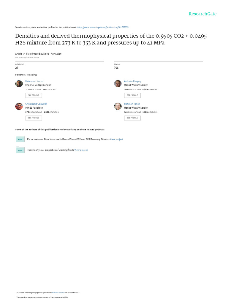 Densities and Derived Thermophysical Properties of The 0.9505 CO2 + 0. ...