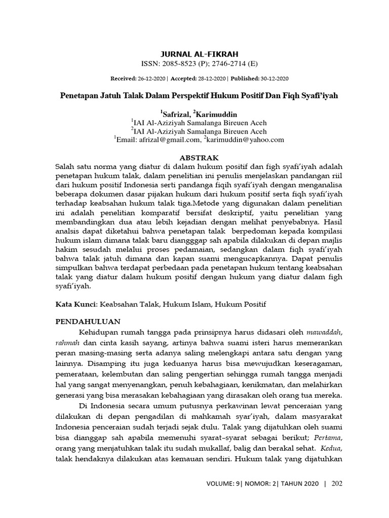 Jatuhnya Talak Menurut Hukum dan Fiqh | PDF
