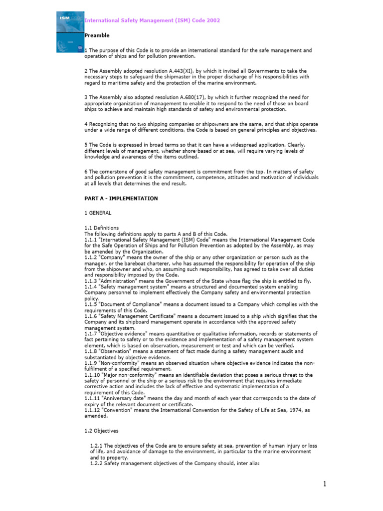 ISM Code 2002: Maritime Safety Standards | PDF | Safety