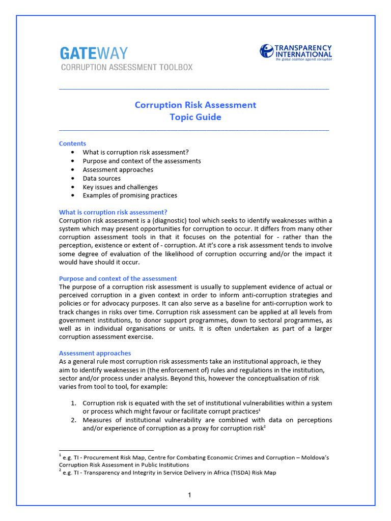 Corruption Risk Assessment Topic Guide | PDF | Risk | Risk Assessment