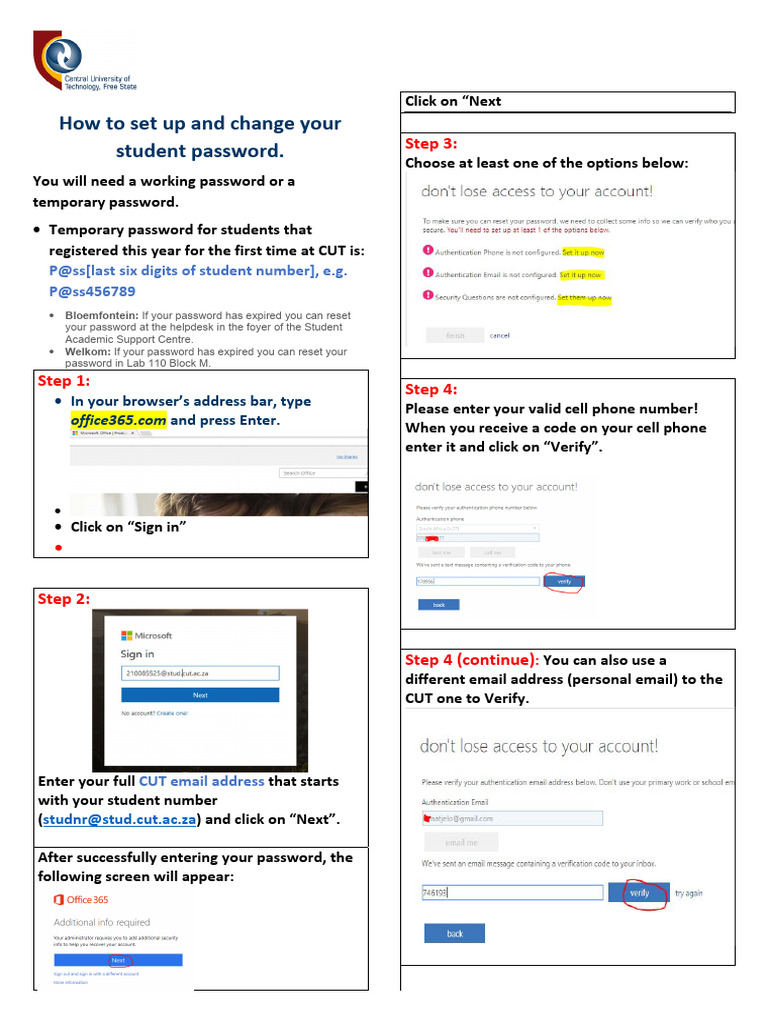 CUT Password Registration Manual | PDF | Password | Computing