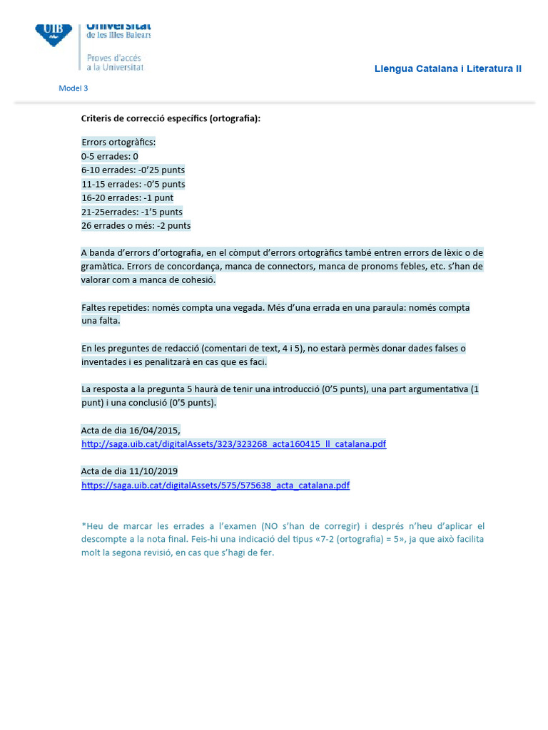 Mostra Criteris Examen PBAU JUNY-2022 | PDF