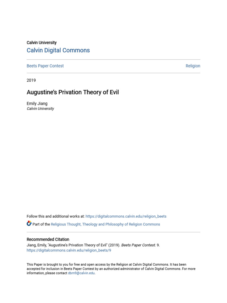 Augustine's Theory of Evil Explained | PDF | Problem Of Evil ...