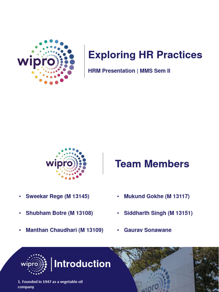 Exploring HR Practices at Wipro - HRM PPT PDF | PDF | Human Resource Management | Human Resources