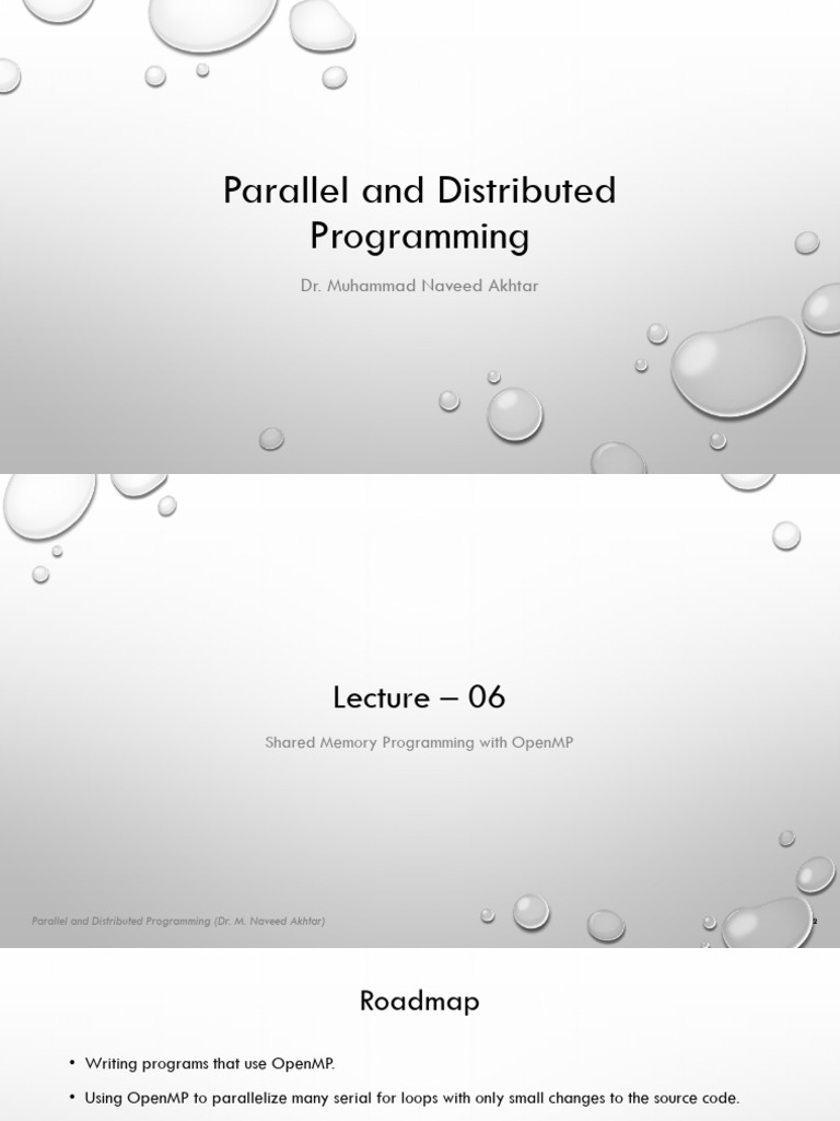 Lecture - 06 (Shared Memory Programming With OpenMP) | PDF | Parallel Computing | Thread (Computing)