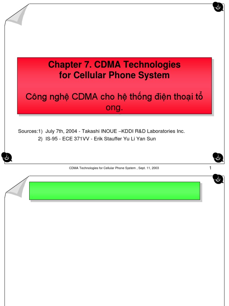 Bai Giang Chuong 7 He Thong Cdma Is 95 STT 20-19-18 9828 | PDF