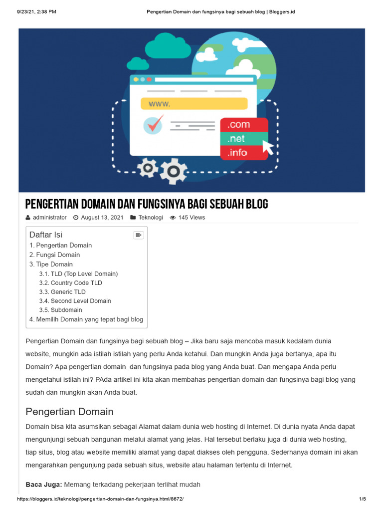 Pengertian Domain Dan Fungsinya Bagi Sebuah Blog - Bloggers - Id | PDF ...