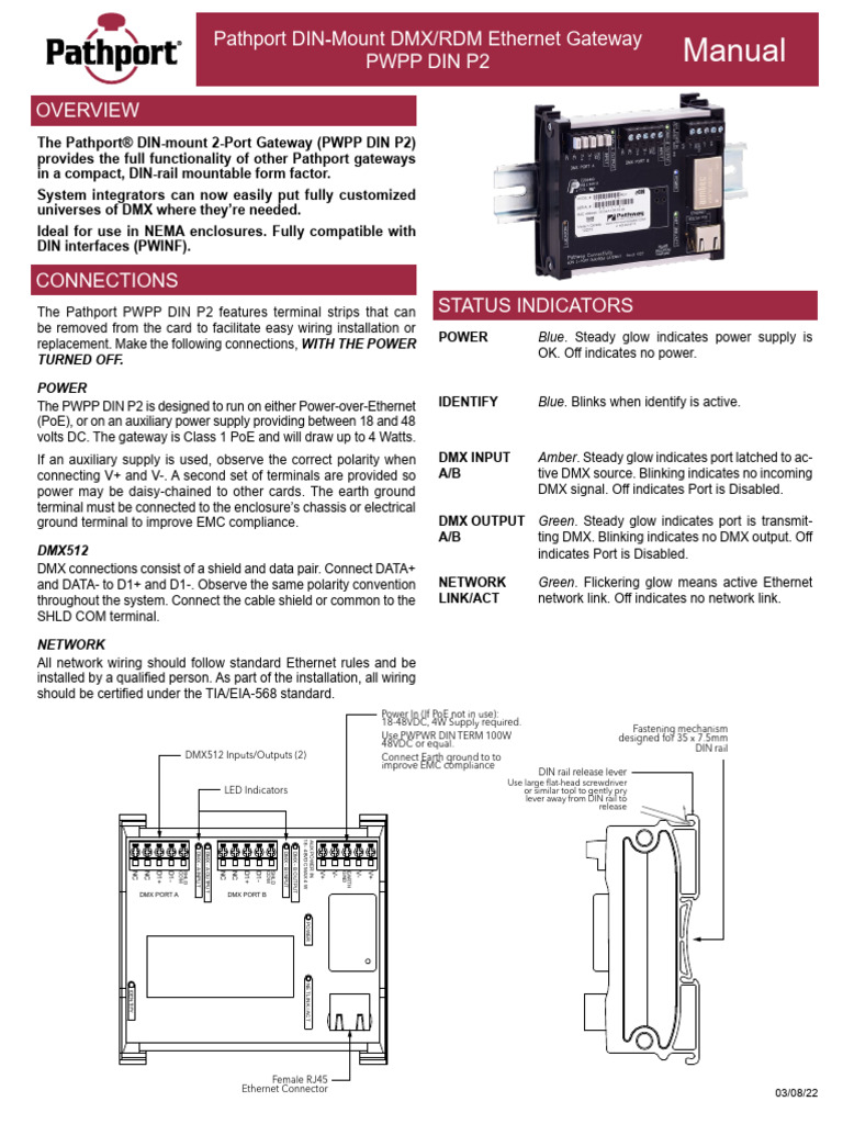 PWPP Pathport DIN Mount 2 Port Manual | PDF | Computer Networking ...