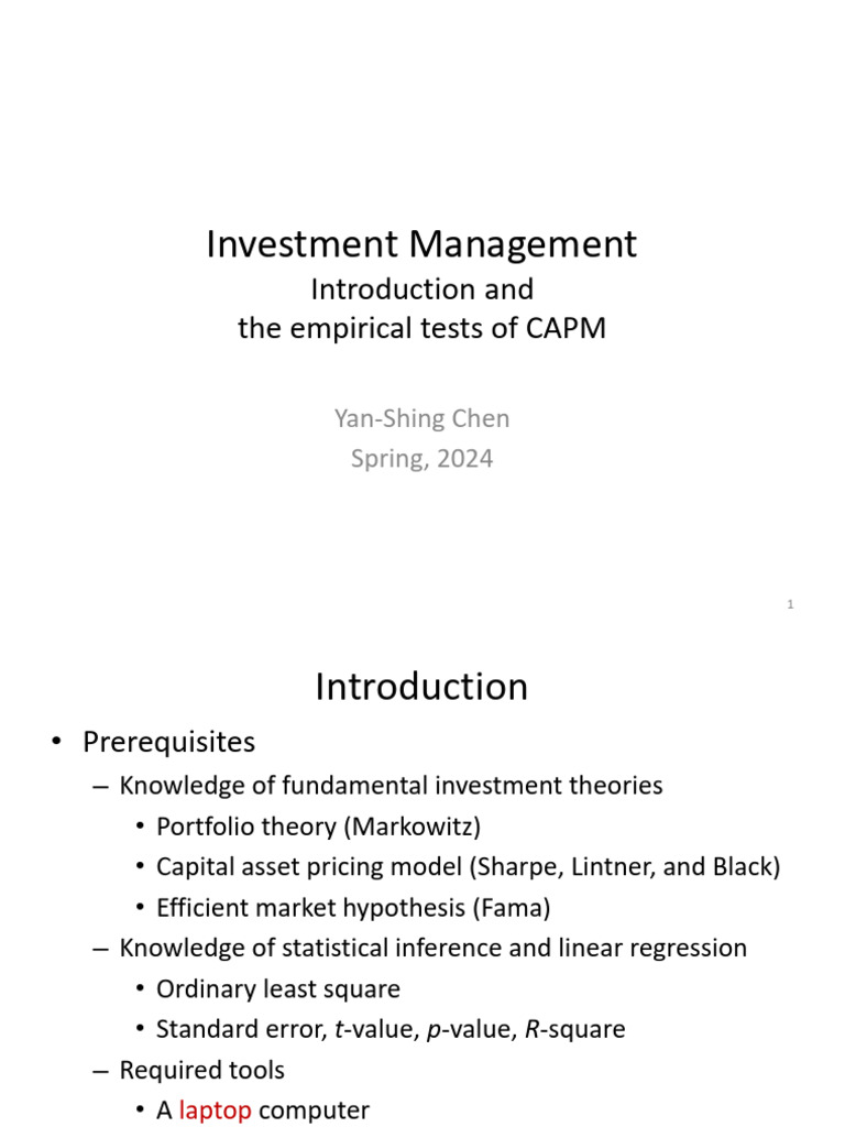 Empirical Tests of CAPM Explained | PDF | Capital Asset Pricing Model ...