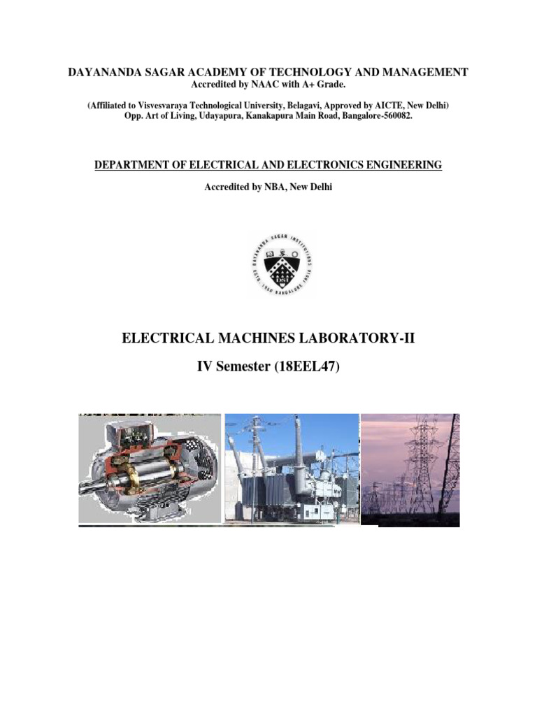 Electrical Machines Lab 2 Manual Final - RG | PDF | Electric Motor ...