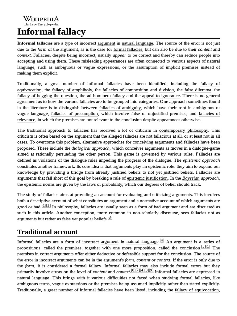 Informal Fallacy | PDF | Fallacy | Argument