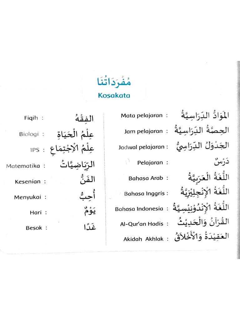Rangkuman Materi Bahasa Arab Kelas 3 | PDF