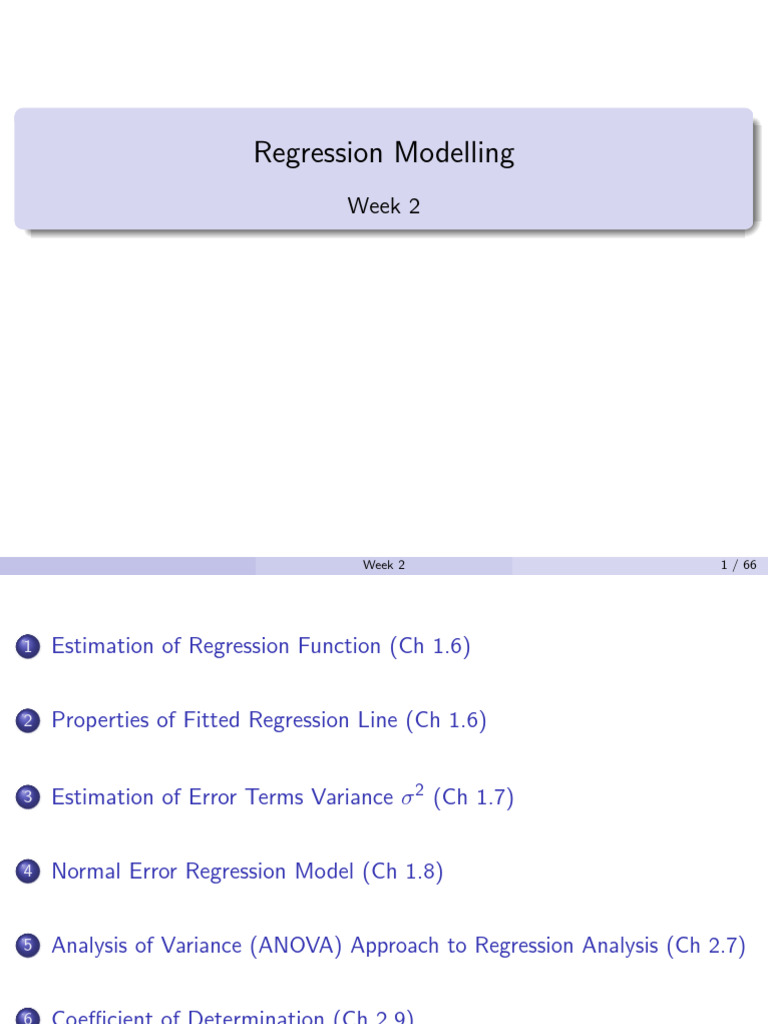 Week 2 | PDF | Errors And Residuals | Regression Analysis