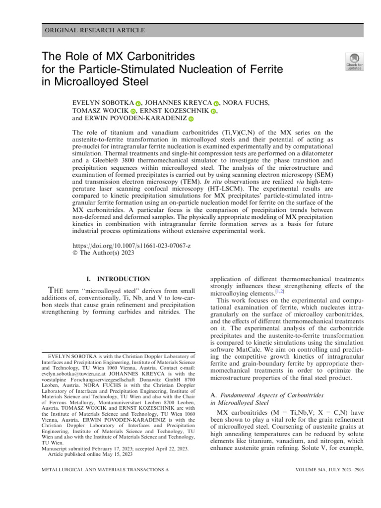 The Role of MX Carbonitrides For The Particle-Stimulated Nucleation of ...