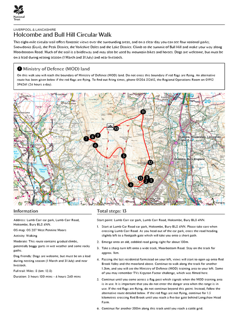 Bull Hill and Holcombe Moor Circular Walking | PDF | Trail