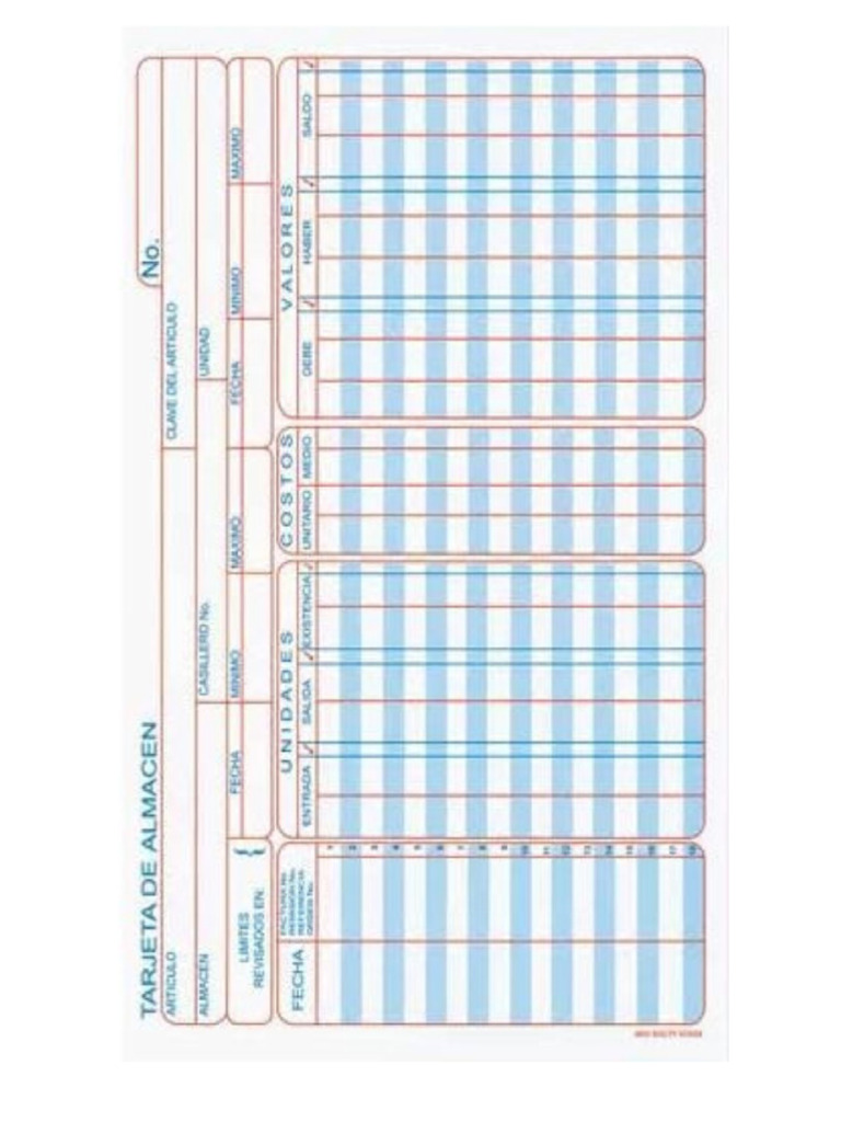Tarjetas de Almacen | PDF