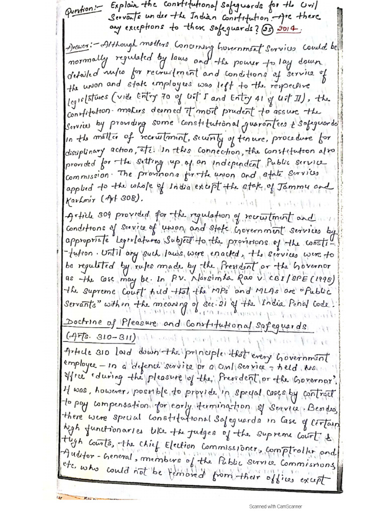 Explain The Constitutional Safeguards For The Civil Servants Under The ...