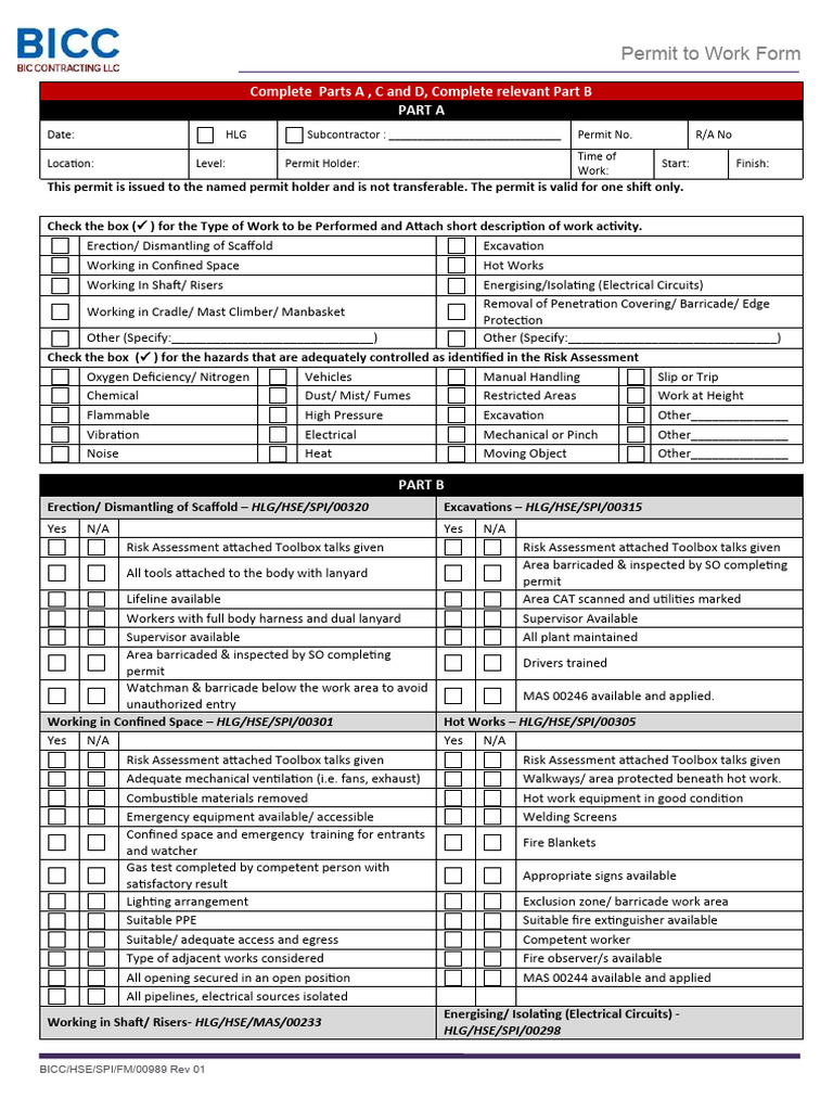 Prmit To Work | PDF | Occupational Safety And Health | Safety