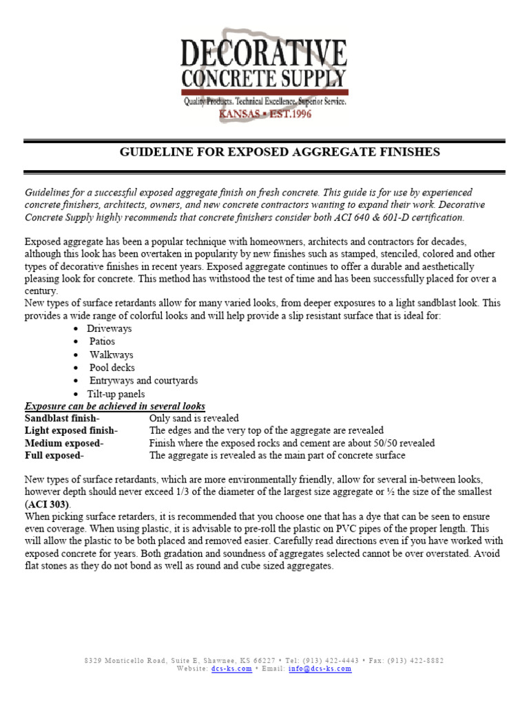 Exposed_aggregate_finishes_for_decorative_concrete | PDF | Concrete | Construction Aggregate