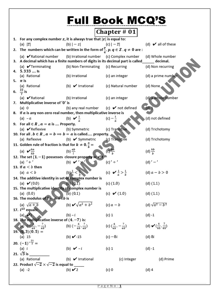 Full Book-11 MCQ'S | PDF | Factorization | Numbers