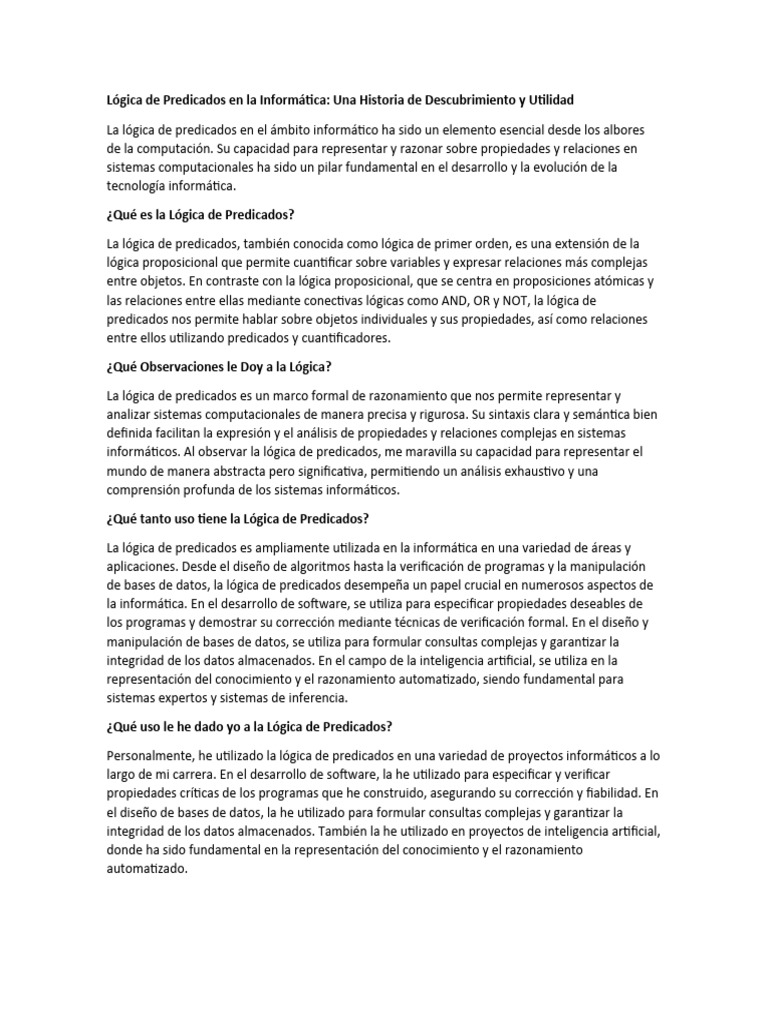 Lógica de Predicados en La Informática | PDF | Ciencias de la ...