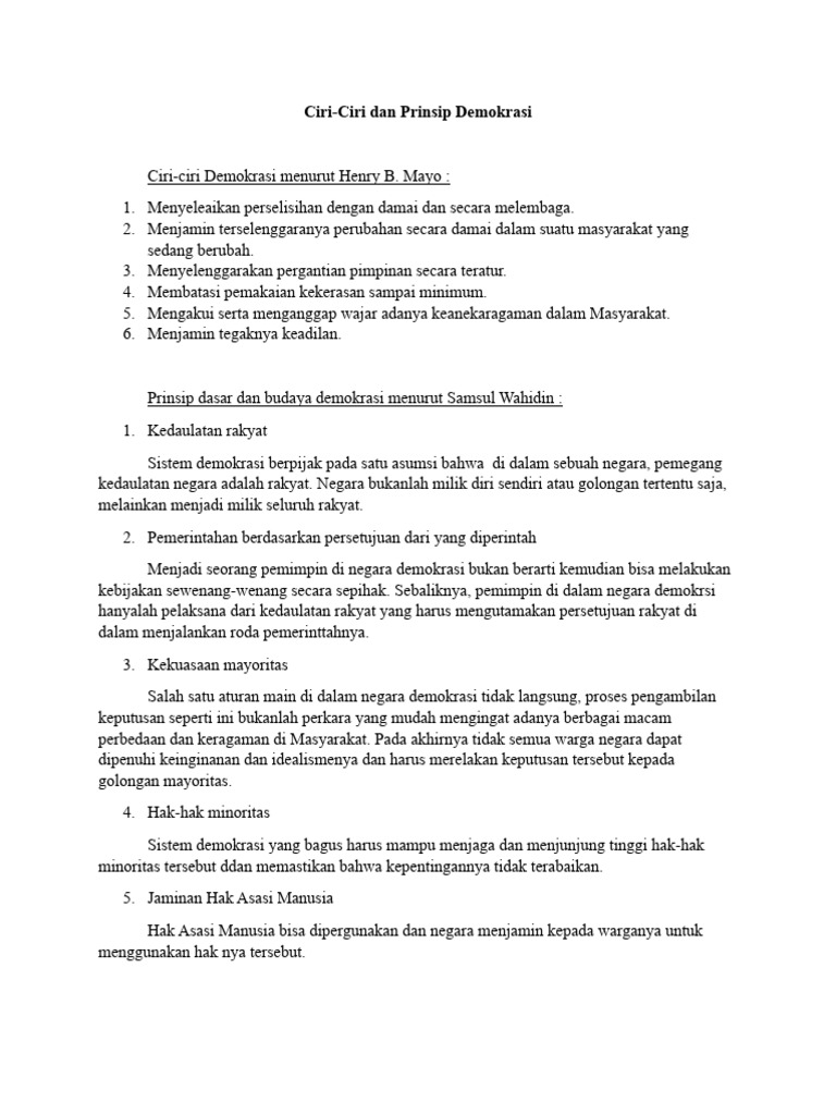 Prinsip Demokrasi | PDF | Politik