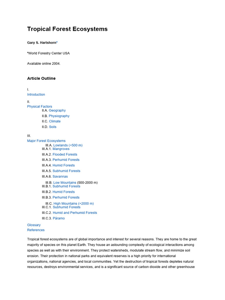 Tropical Forest Ecosystems Overview | PDF | Forests | Tropics
