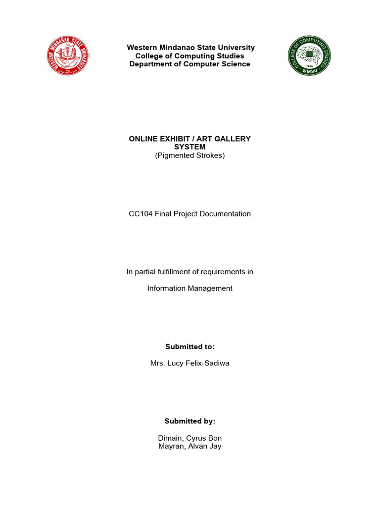 Final-Project-Documentation - Art Gallery (Pigmented Strokes) - Mayran & Dmain | PDF | Data ...