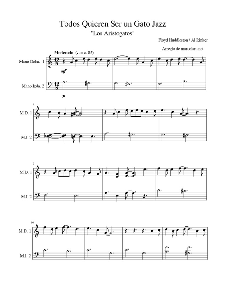Todos quieren ser un gato Jazz | PDF