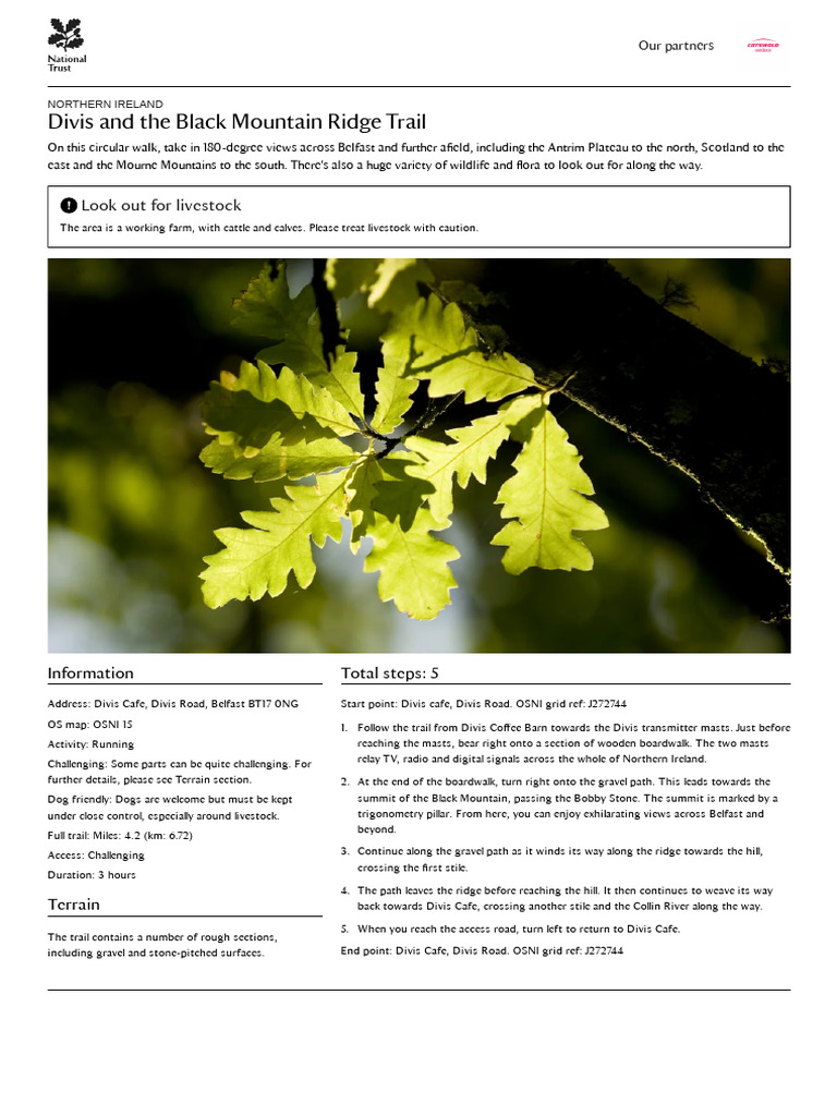 Divis and The Black Mountain Ridge Trail Running | PDF | Trail