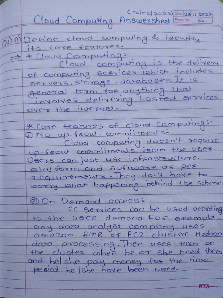 Cloud Computing Answersheet | PDF