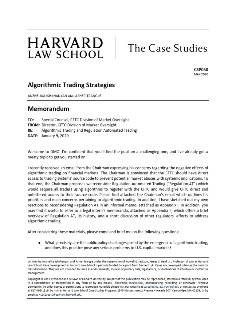 Algorithmic Trading Case Study | PDF | High Frequency Trading | Commodity Futures Trading Commission