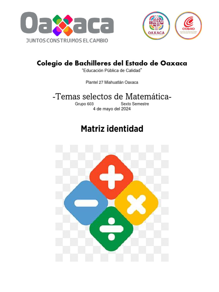 Matriz Identidad: Guía para Estudiantes | PDF