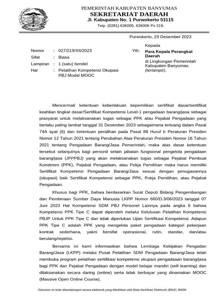 Show - Pelatihan Kompetensi Okupasi PBJ Model MOOC | PDF