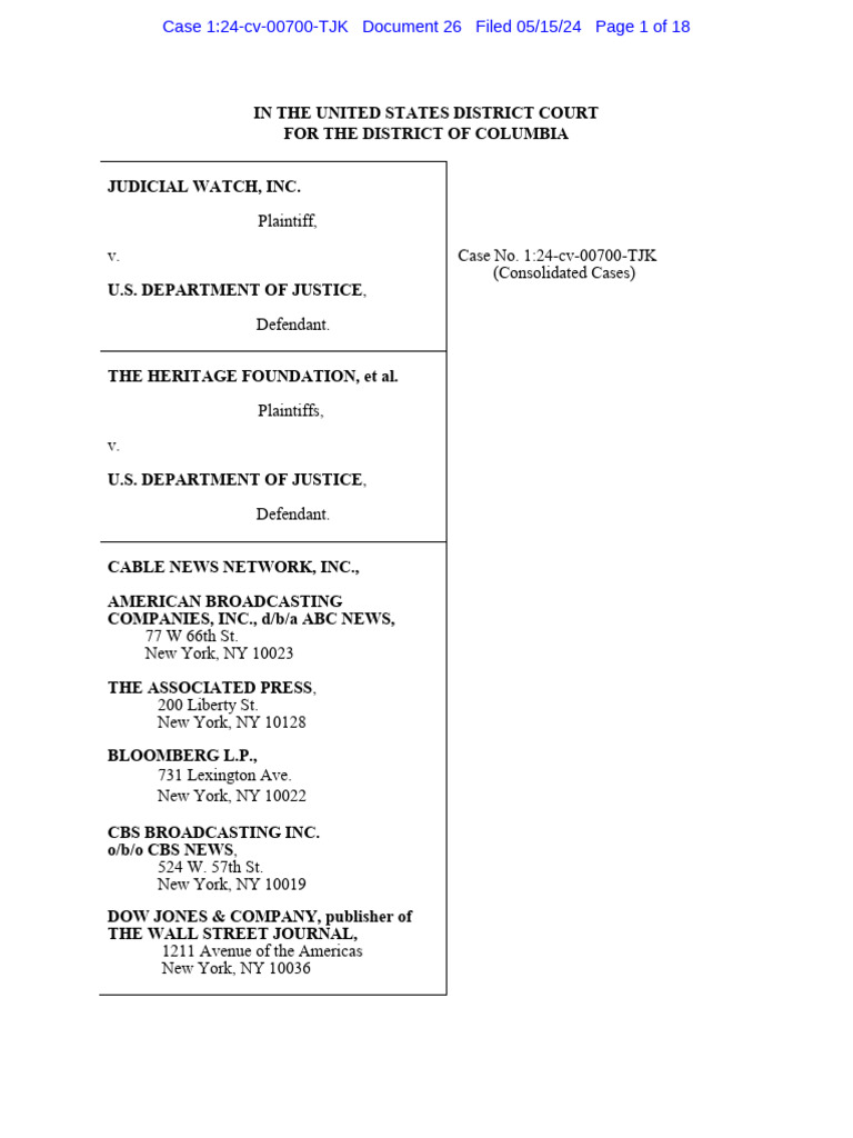 Media Outlets FOIA Lawsuit DOJ | PDF | News | Freedom Of Information ...