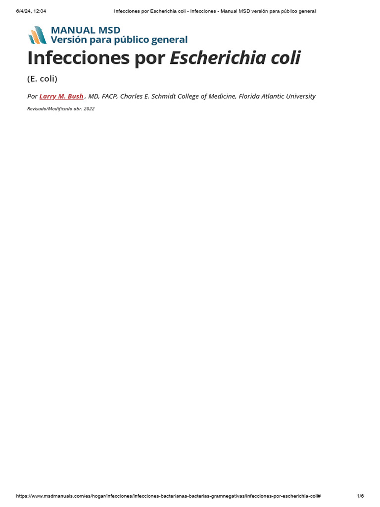 E. coli | PDF | Escherichia coli | Diarrea