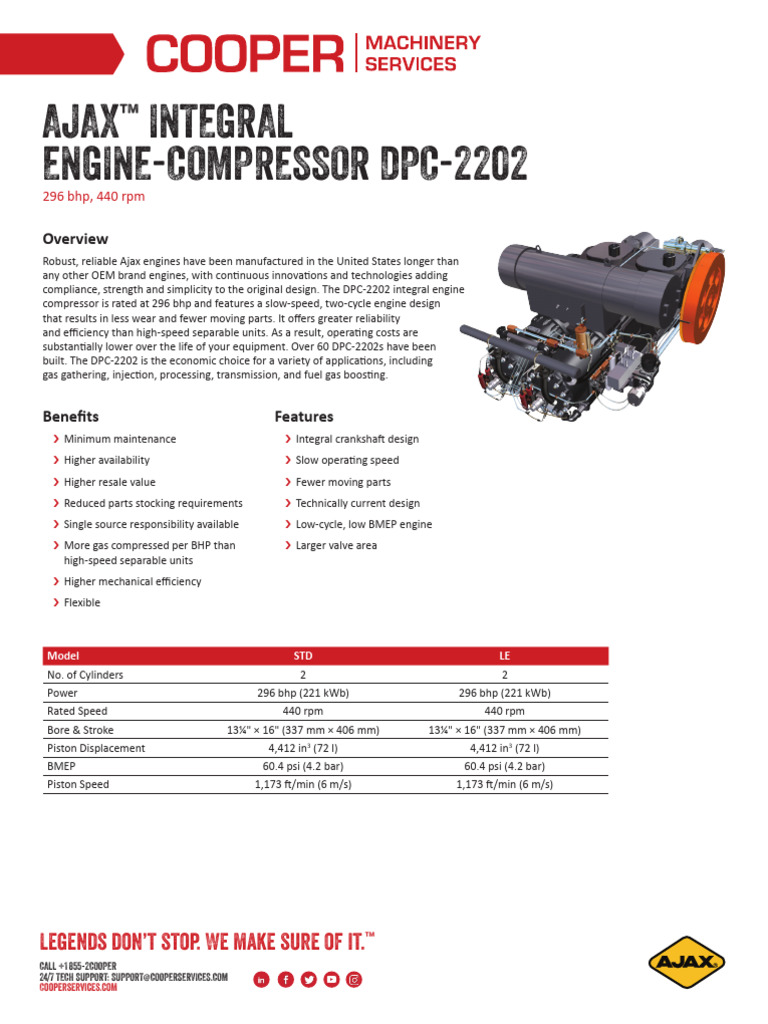 AJI20020 Ajax Integral Engine Compressor DPC 2202 r0 Web | PDF | Horsepower | Engines