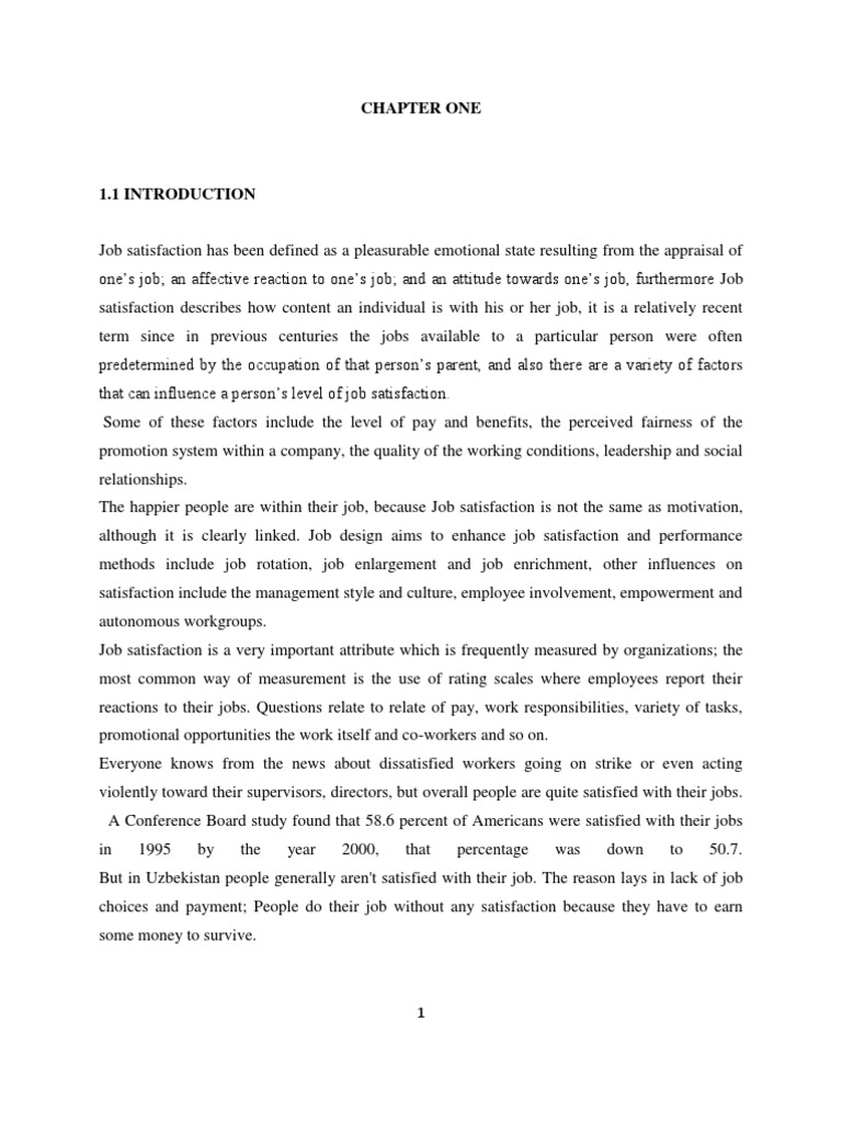 Chapter One | Download Free PDF | Job Satisfaction | Contentment