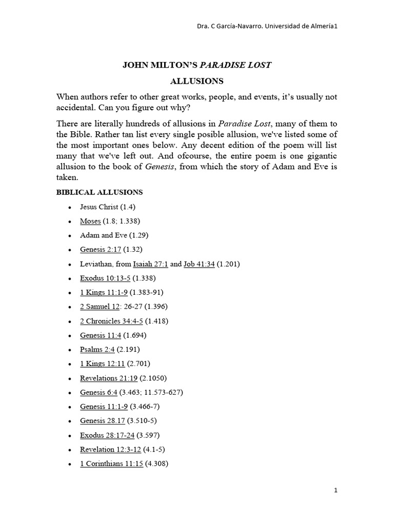 PARADISE LOST-Allusions | PDF | Paradise Lost